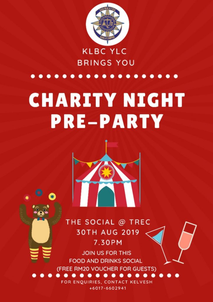Charity Night Pre-Party on 30 August 2019 - KL BAR