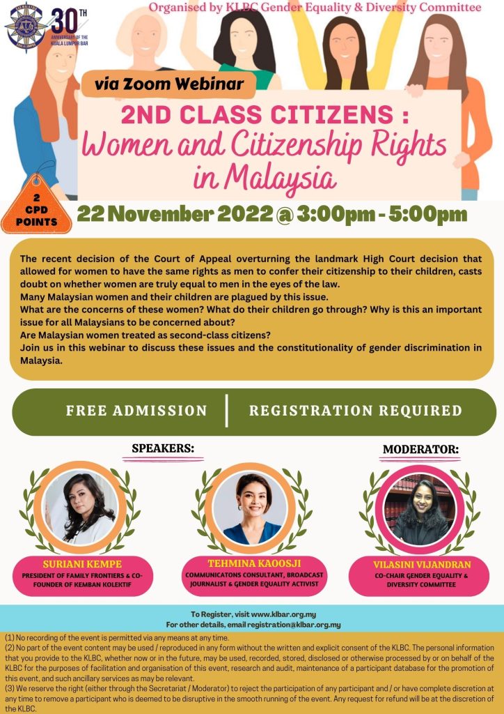 2nd Class Citizens: Women And Citizenship Rights In Malaysia On 22 ...
