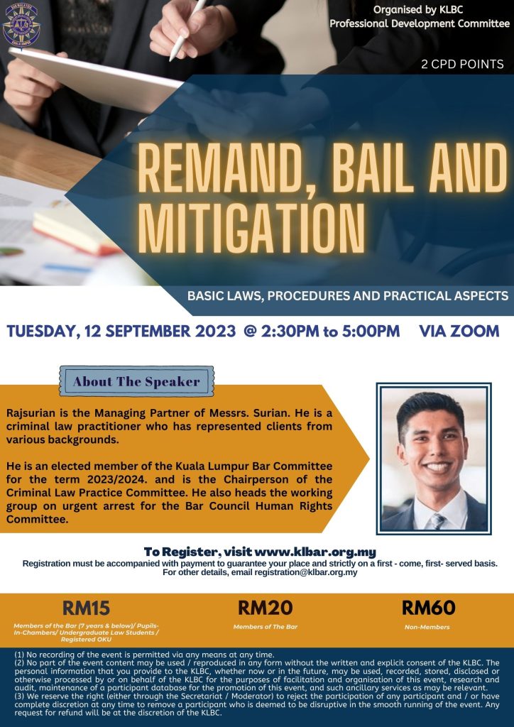 Remand, Bail And Mitigation On 12 September 2023 - KL BAR