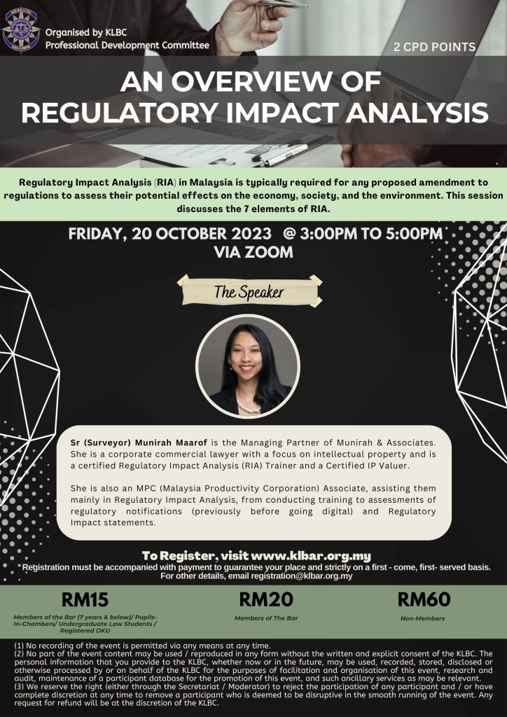 An Overview Of Regulatory Impact Analysis On 20 October 2023 - KL BAR