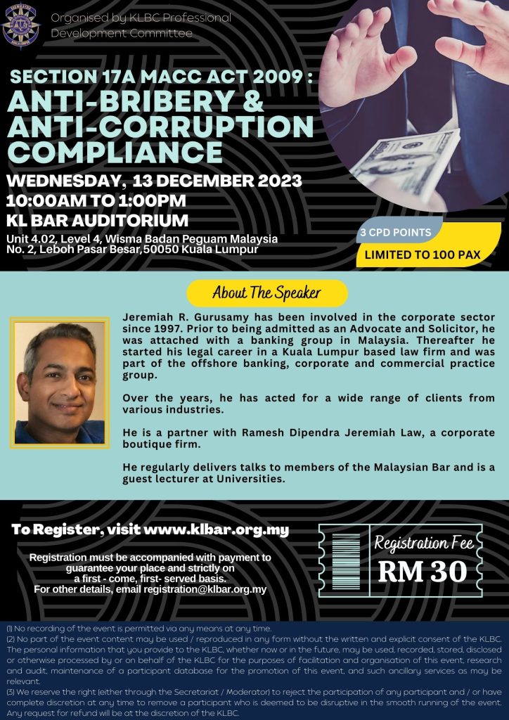 Section 17A MACC Act 2009 : Anti-Bribery & Anti-Corruption Compliance ... Section 17A MACC Act 2009 : Anti-Bribery & Anti-Corruption Compliance ...