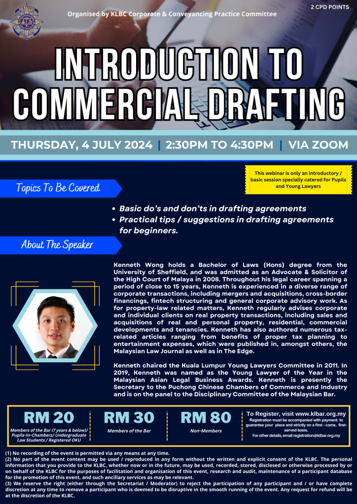 Introduction To Commercial Drafting On 4 July 2024 - KL BAR
