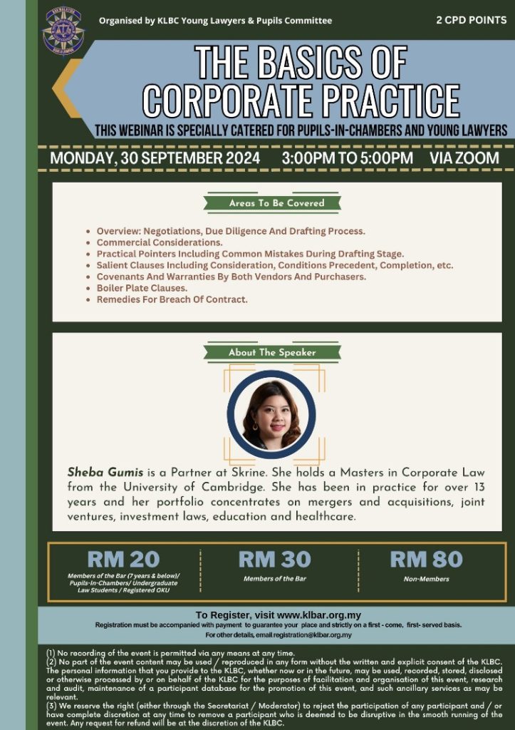 The Basics Of Corporate Practice On 30 September 2024 - KL BAR