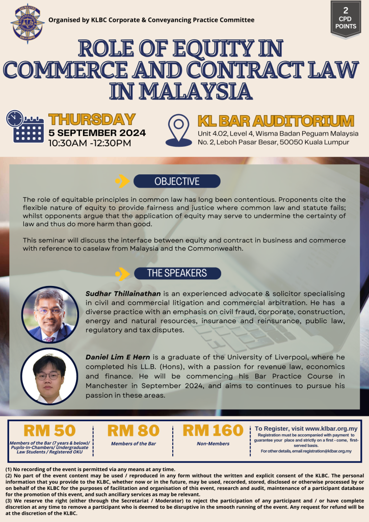 Role Of Equity In Commerce And Contract Law In Malaysia On 5 September ...